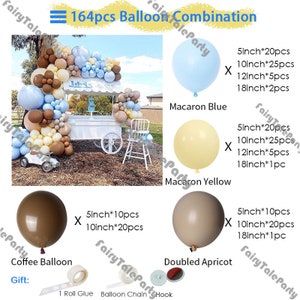 95pcs Rust Brown Balloon Arch Kit Double Apricot Cream Blue Globos ...