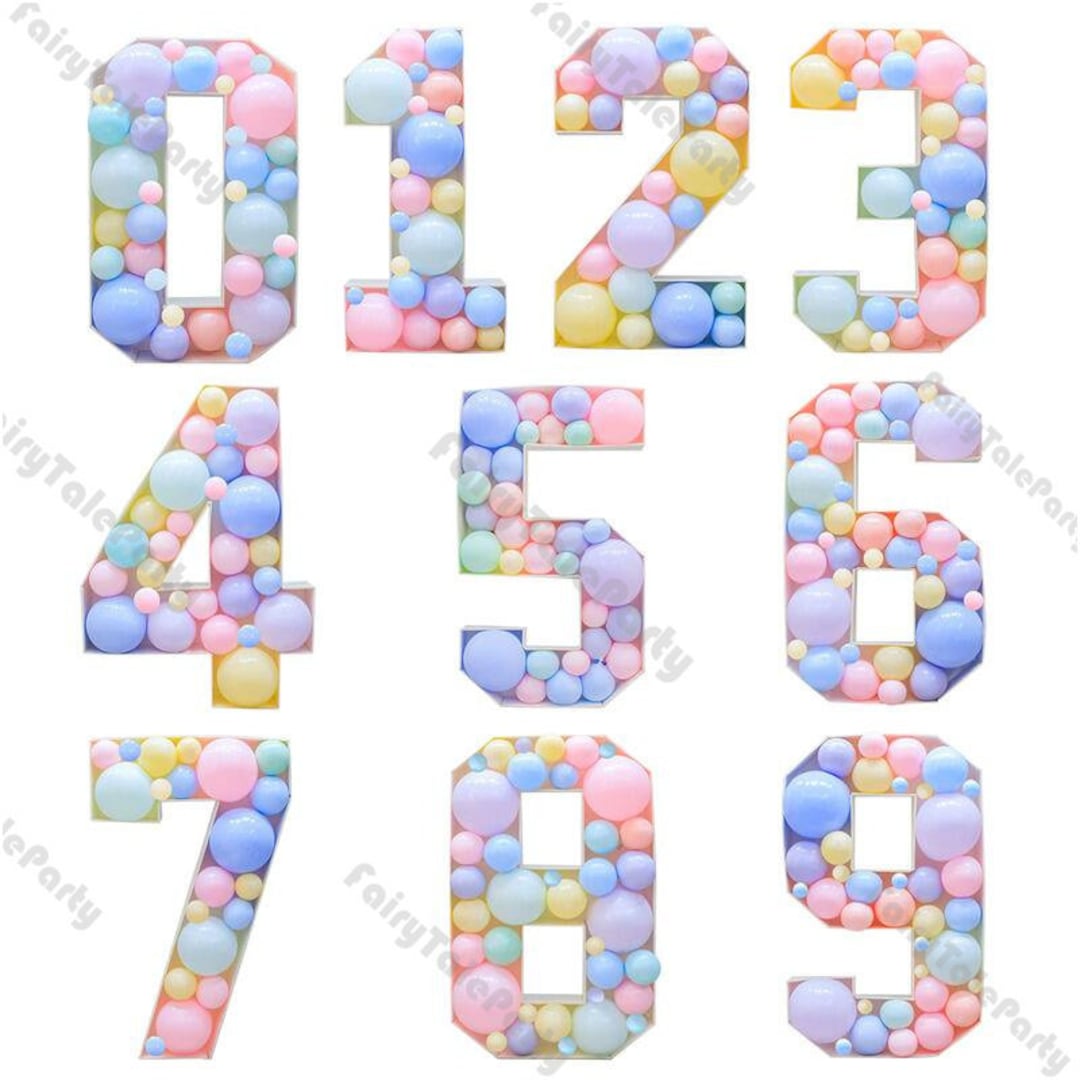 73/100/120cm Number Balloon Filling Box PRE-CUT Number Mosaic Frame ...