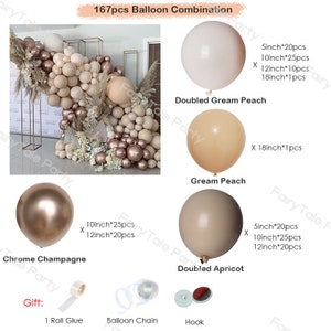 97/167pcs Doubled Apricot Blush Balloons Garland Arch DIY Chrome ...