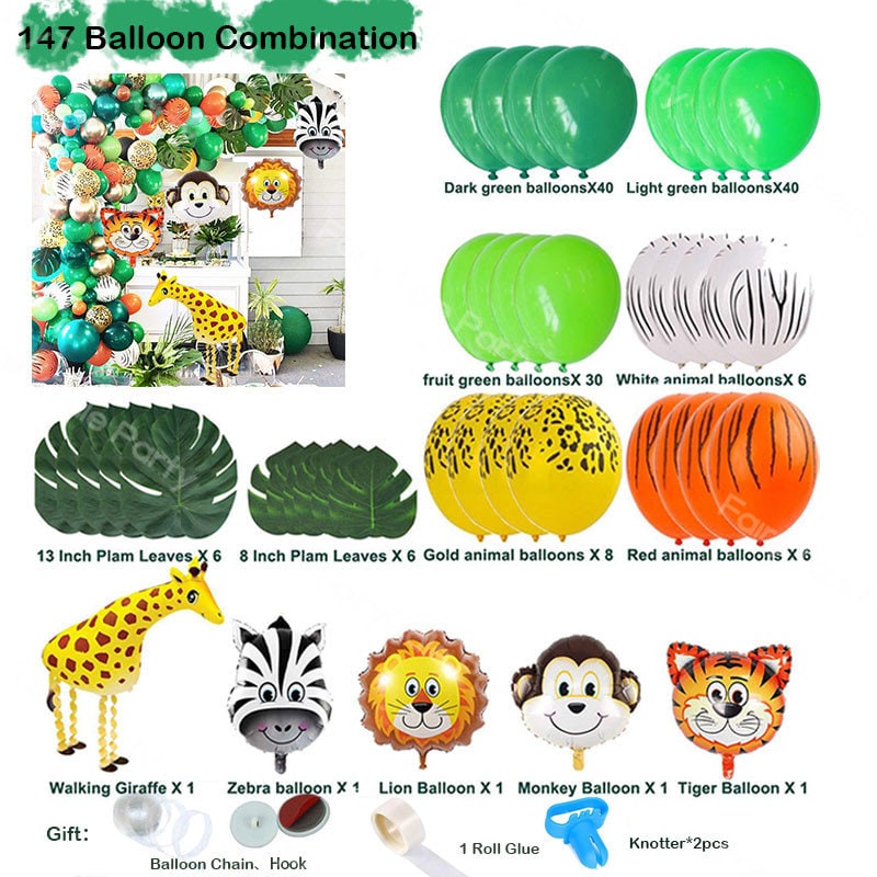 147pcs Jungle Safari Theme Party Balloon Garland Kit Animal | Etsy