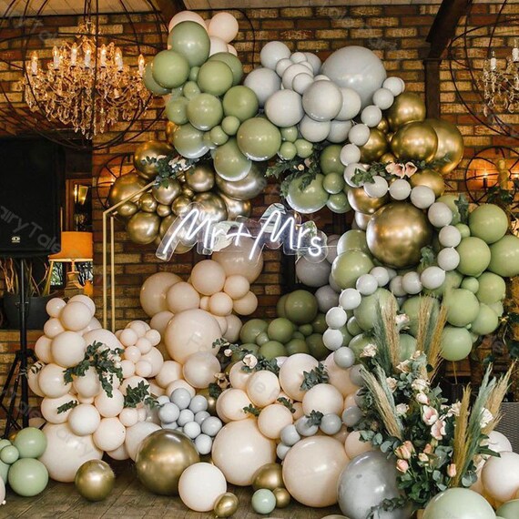 Wedding Balloons Garland Arch Sage Green Double Cream Peach | Etsy