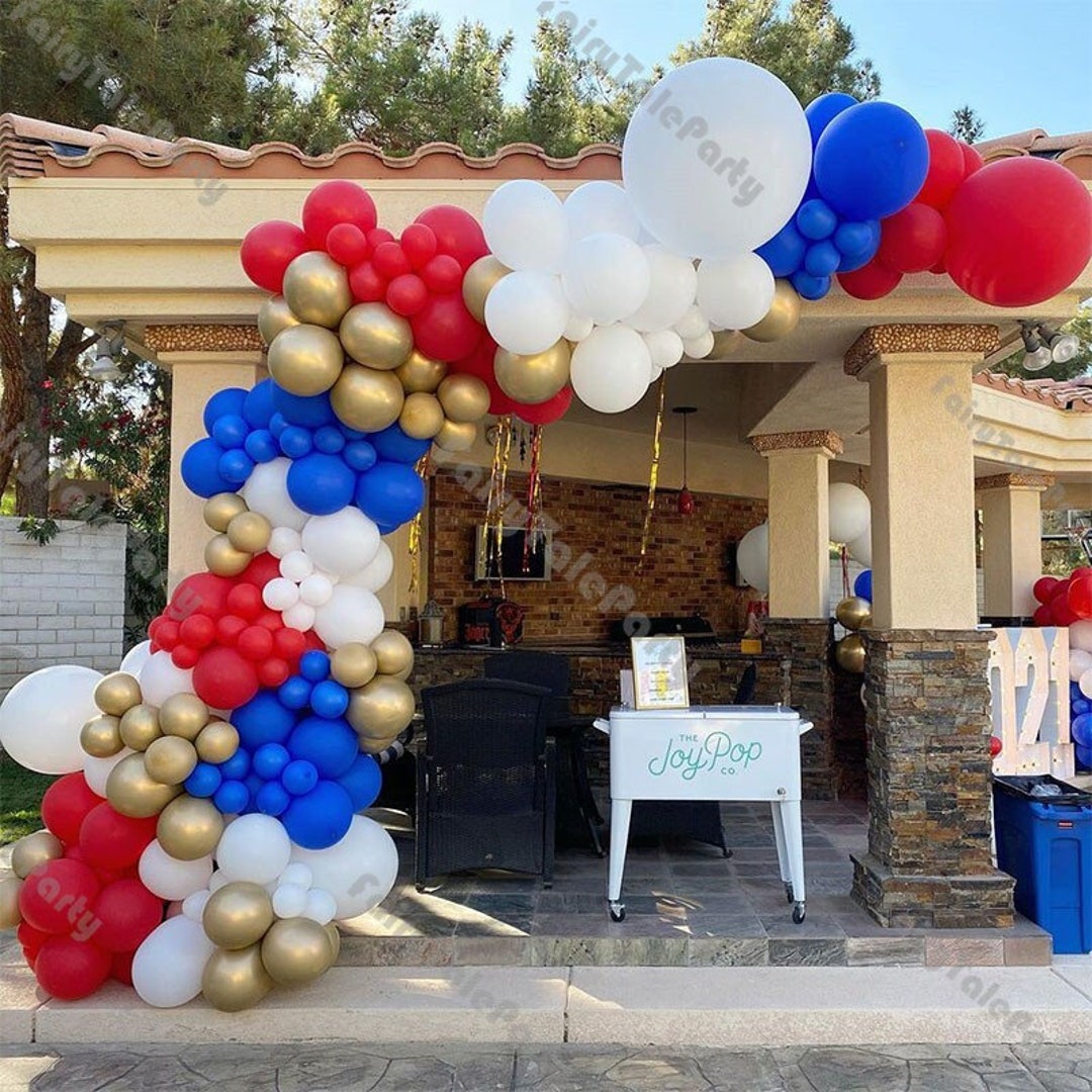 177pcs Latex Balloon Arch Set Party Decoration Red Blue Gold Balloon ...