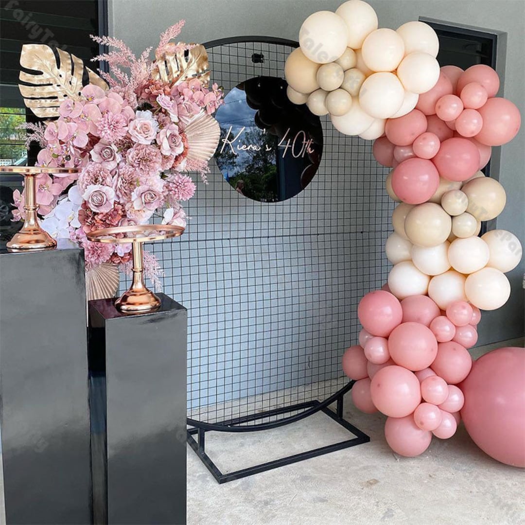 Double Cream Peach Balloon Garland 112pcs Retro Dusty Pink Ballons ...