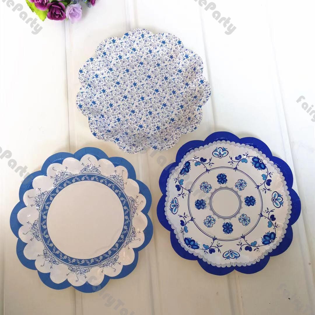 Chinese Style Celadon Porcelain Paper Plates Disposable Tableware ...