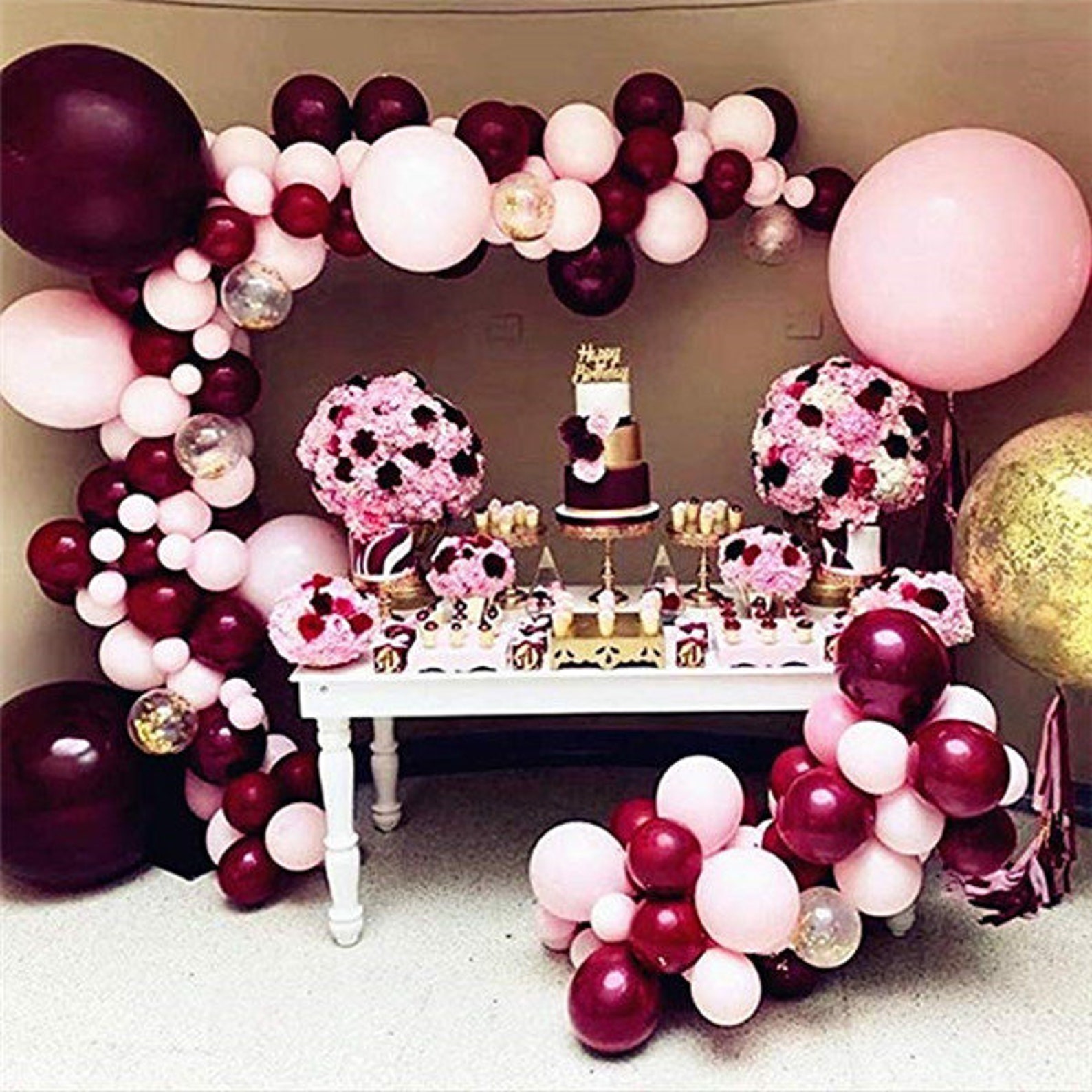 100pcs Wine Red Balloons Garland Kit Pink Balloon Arch Party | Etsy