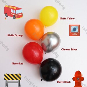 102pcs Firefighter Birthday Decor Balloons | Flame and Fire Truck ...