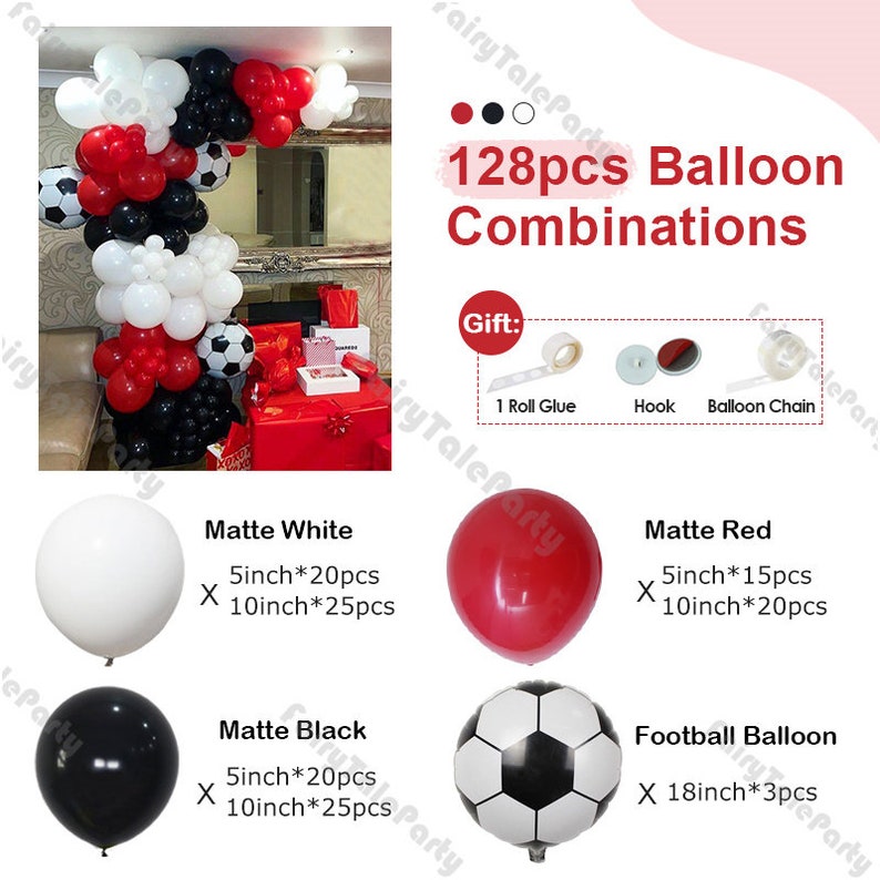 128/130pcs Football Birthday Balloon Arch Kit Red Number - Etsy
