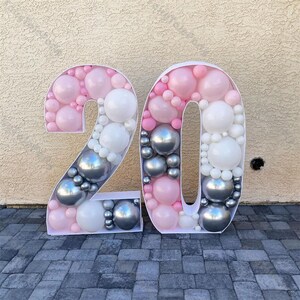 73cm Large Number Mosaic Balloon Frame DIY Balloon Number Stand 0-9 ...