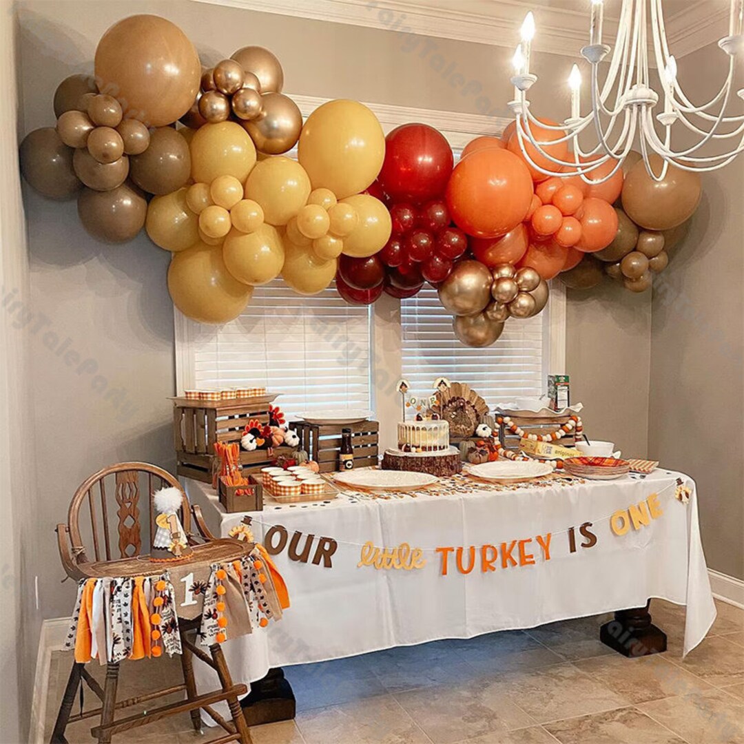 113/71pcs Retro Balloons Garland Kit Orange Yellow Brown Latex Balloon ...