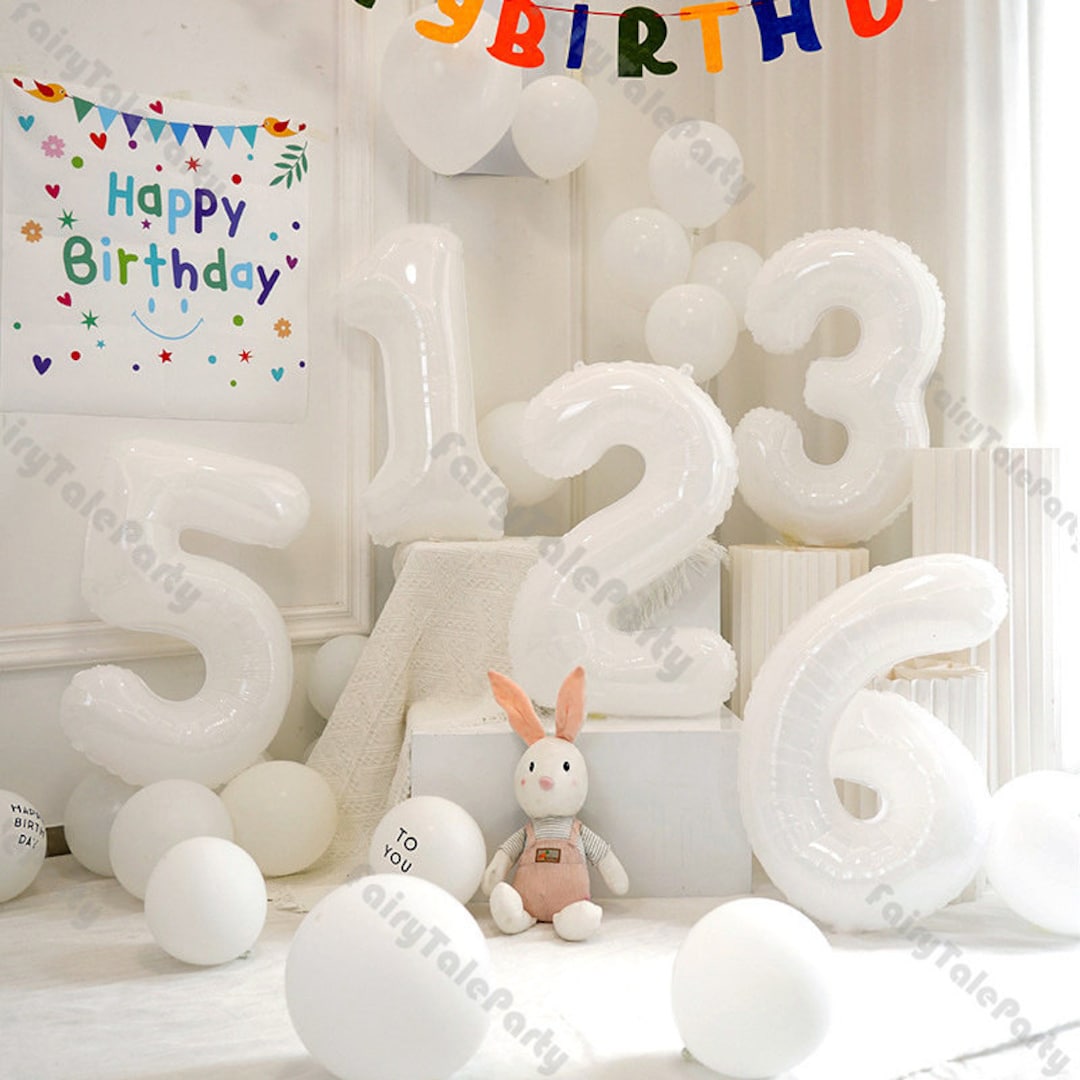 16/32/40inch Giant White Number Balloons 30in White Foil Standing ...
