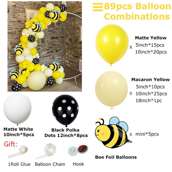 89pcs Bee Party Balloon Garland Kit Negro Polka Dots Amarillo Balloon Arch BABY Boxes Baby Shower Wedding Decorations Birthday Party Supplies Etsy Mexico