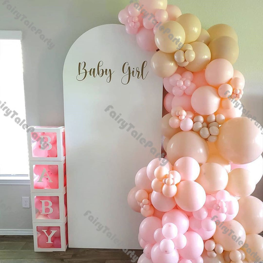 156pcs Cream Peach Balloons Garland Pastel Macaron Baby Pink Balloon ...