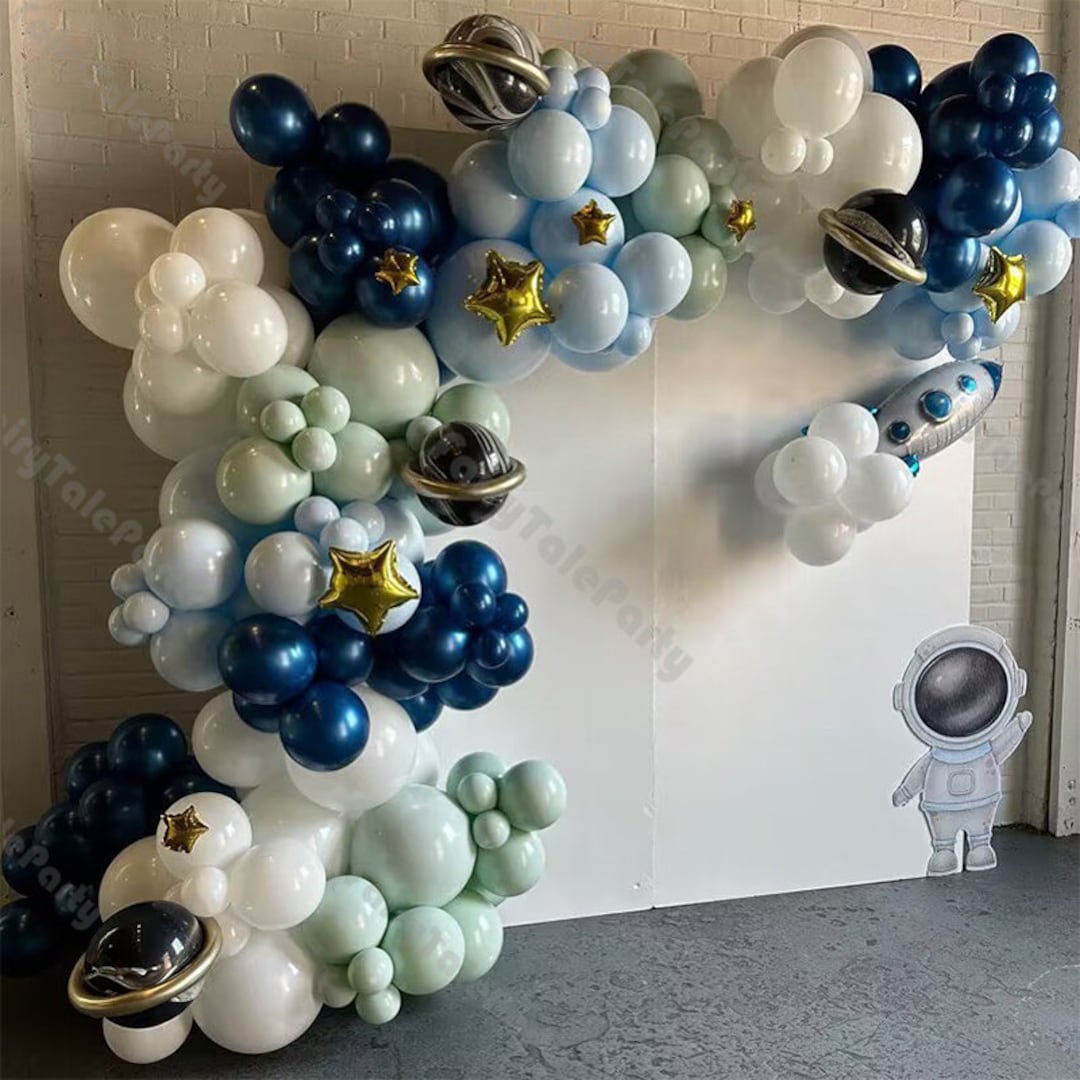 156pcs Outer Space Galaxy Balloons Arch Kit Rocket Ship Foil Balloon ...