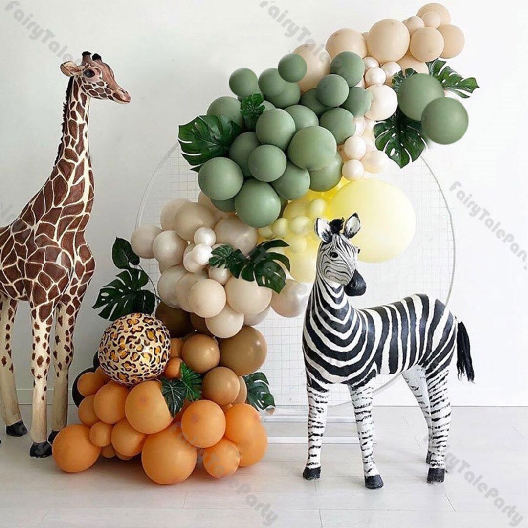 112pcs Jungle Safari Balloons Garland Set Animals Foil Themed Balloon ...