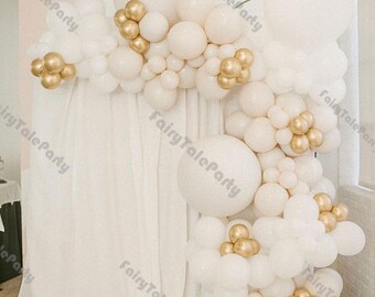 87/155pcs Beige Balloon Arch Garland Kit White Sand Happy | Etsy