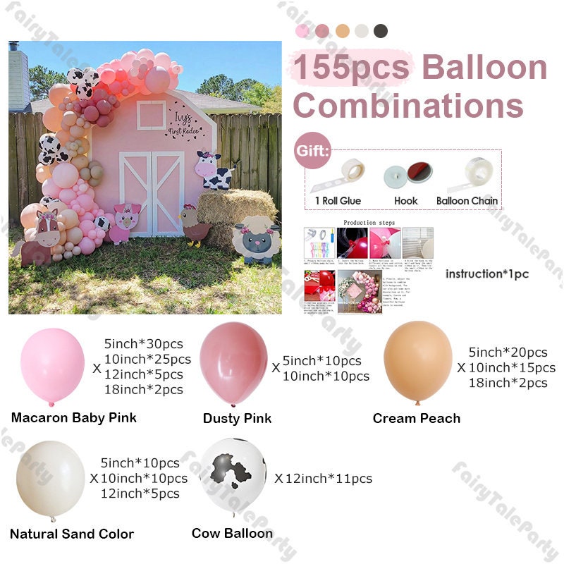 Farm Theme Birthday Balloon Garland Kit Peach Pink Natural - Etsy