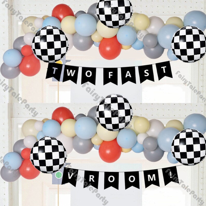 Fast Two Balloon Birthday Party Decorations Racing Car Theme | Etsy