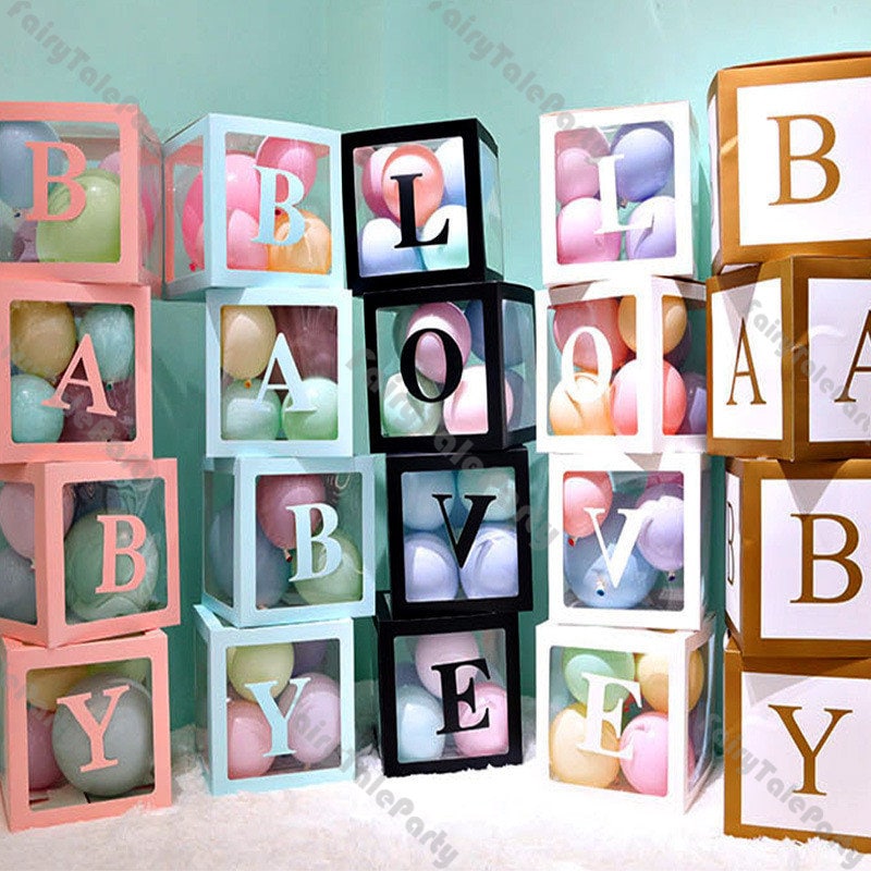 Alphabet Transparent White Pink Box Packing Name Balloon DIY | Etsy