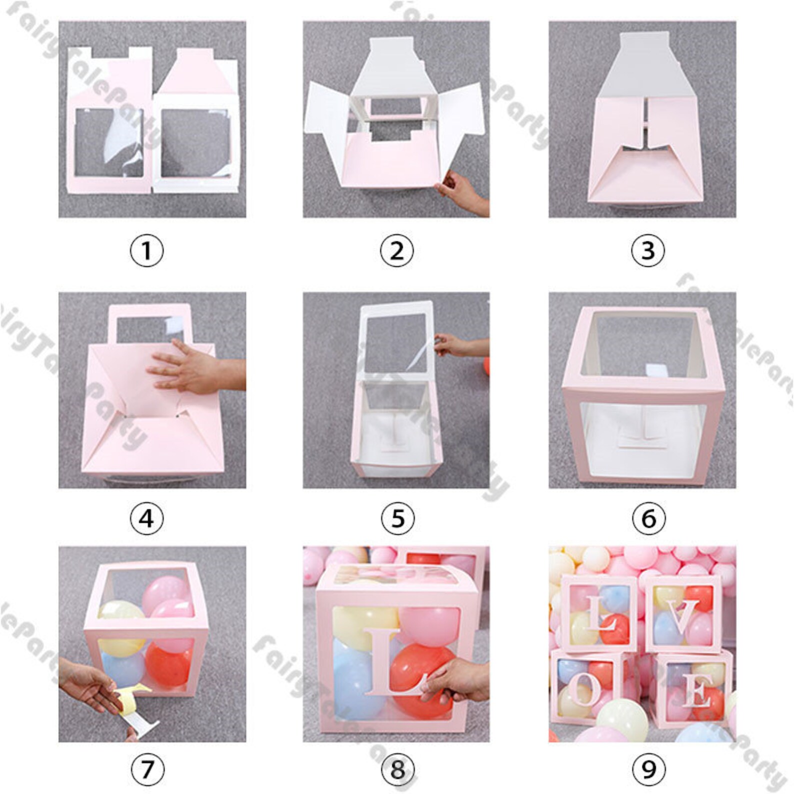 Balloon Cubes Box Baby Shower Boy Transparent 4 Letter Box Safari ...