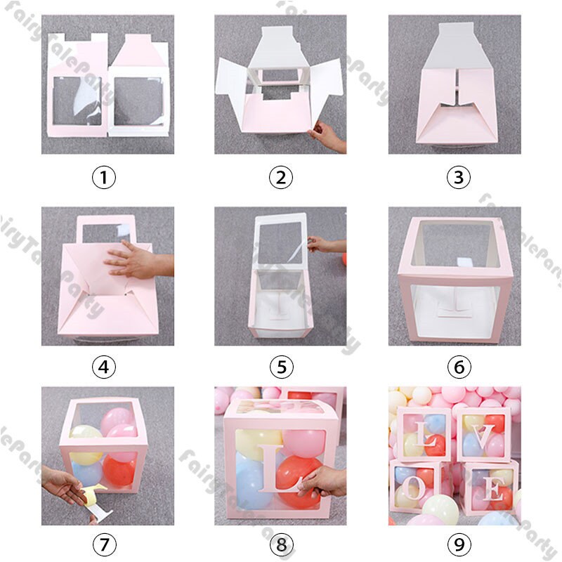 Balloon Cubes Box Baby Shower Boy Transparent 4 Letter Box - Etsy