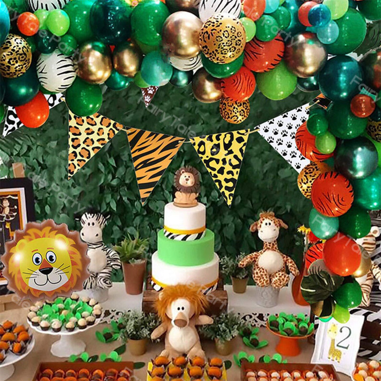 147pcs Jungle Safari Theme Party Balloon Garland Kit Animal Balloons ...