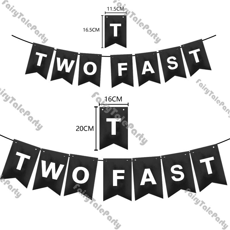 Flag Banner Vintage Race Car Birthday Decor Kids Two Fast / | Etsy