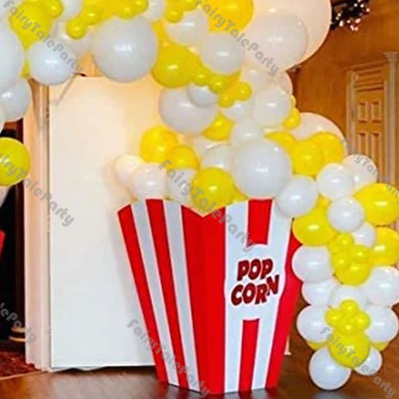 101pcs Bee White Yellow Balloons Popcorn Baby Shower Balloon Garland ...