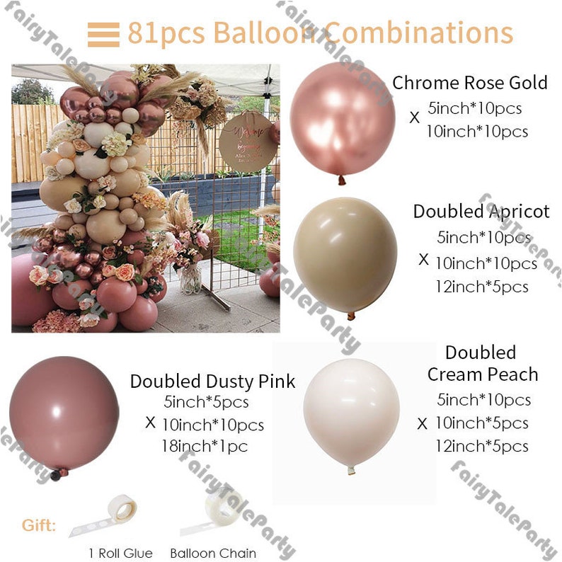 Double Layered Balloon Arch Kit Decorations Dusty Pink Cream - Etsy