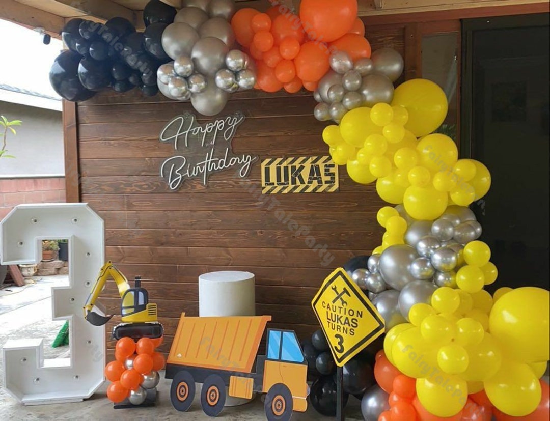 161pcs Excavator Birthday Balloon Garland Kit Construction Party Yellow ...
