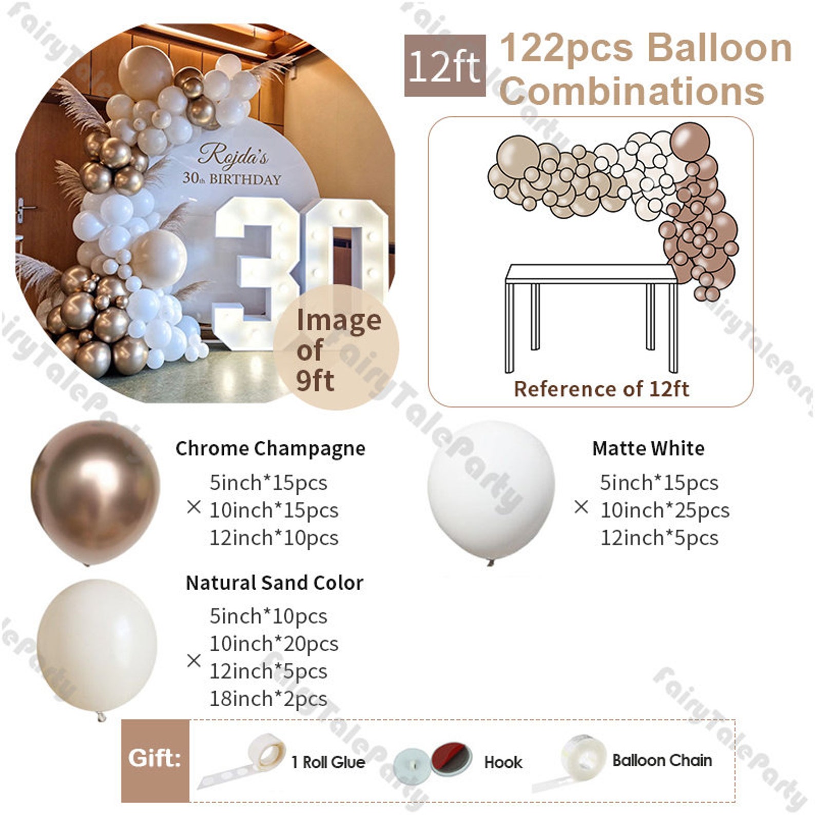 62-163pcs Champagne Balloon Garland 30th Birthday Decorations - Etsy