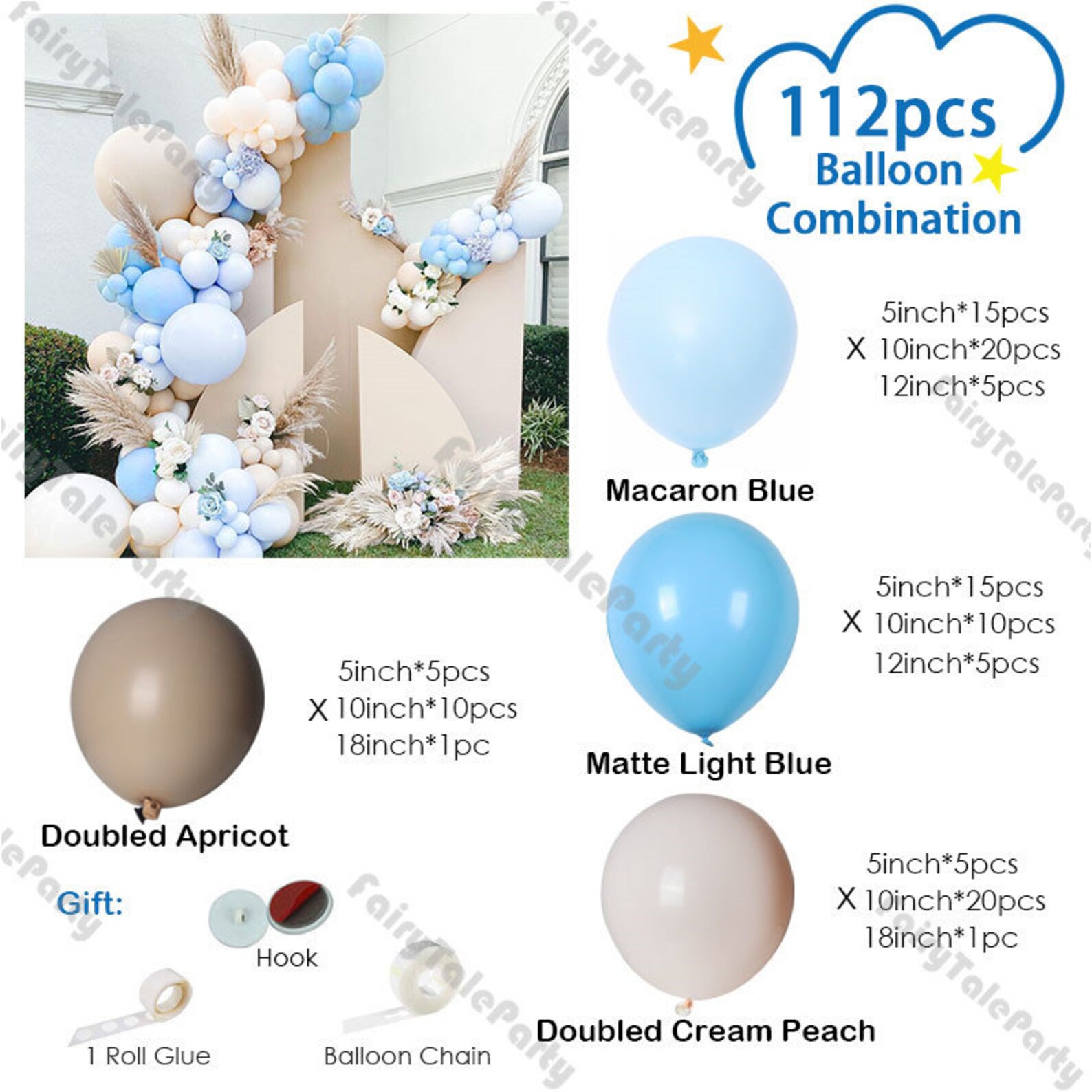 112pcs Blue Balloon Arch Beige Baby Shower Cream Peach Pastel - Etsy