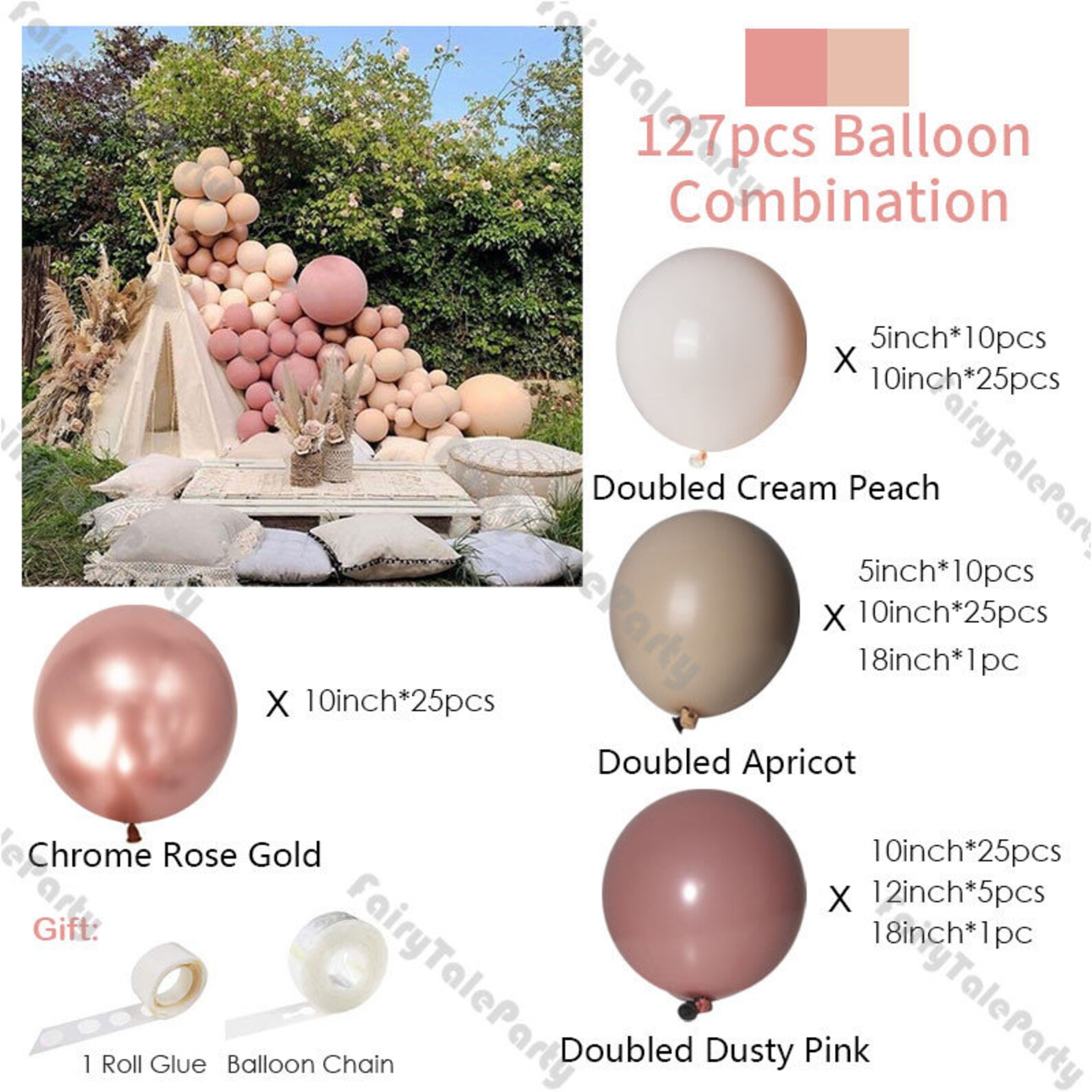 102/127 Pcs Doubled Balloons Garland Arch Apricot Cream Balloon Kit ...