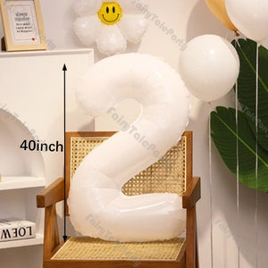 16/32/40inch Giant White Number Balloons 30in White Foil Standing ...