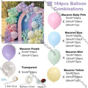 184/311pcs Colorful Balloon Garland Coral Reef Arch Baby Pink Blue ...