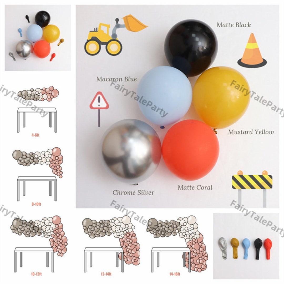 Digger Birthday Balloons Garland Transportation Construction Tool Party ...