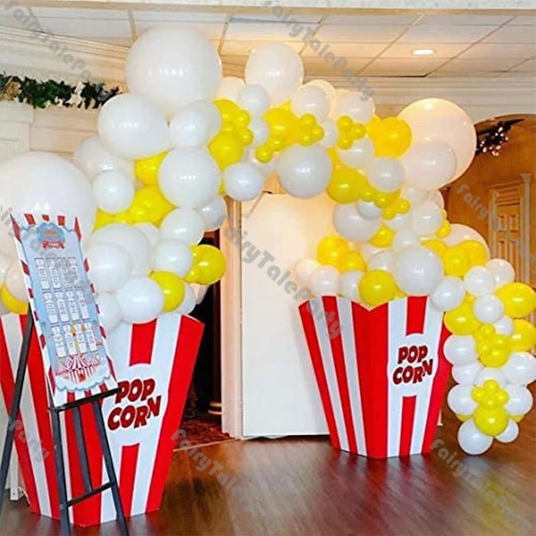 101pcs Bee White Yellow Balloons Popcorn Baby Shower Balloon Garland ...