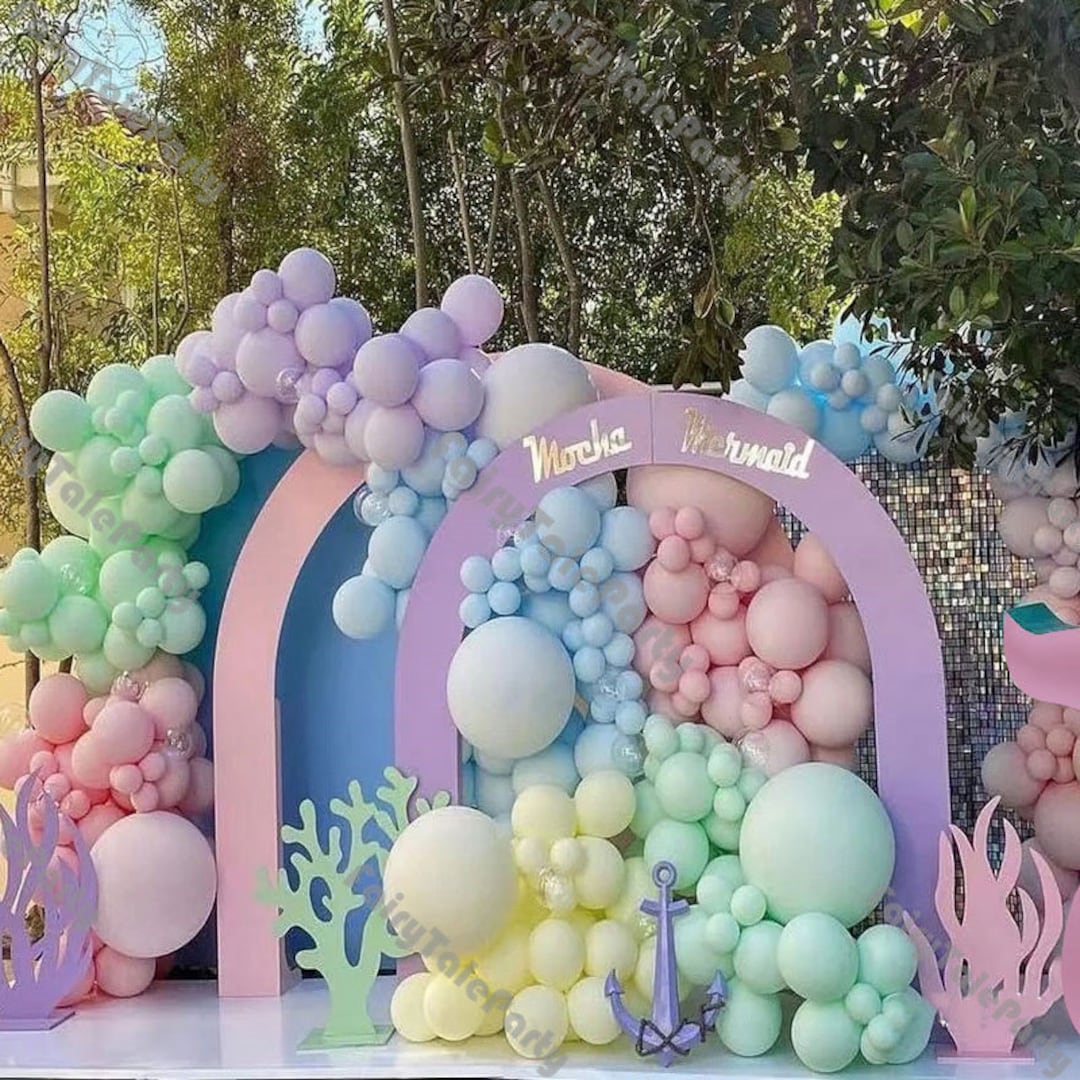 184/311pcs Colorful Balloon Garland Coral Reef Arch Baby Pink Blue ...