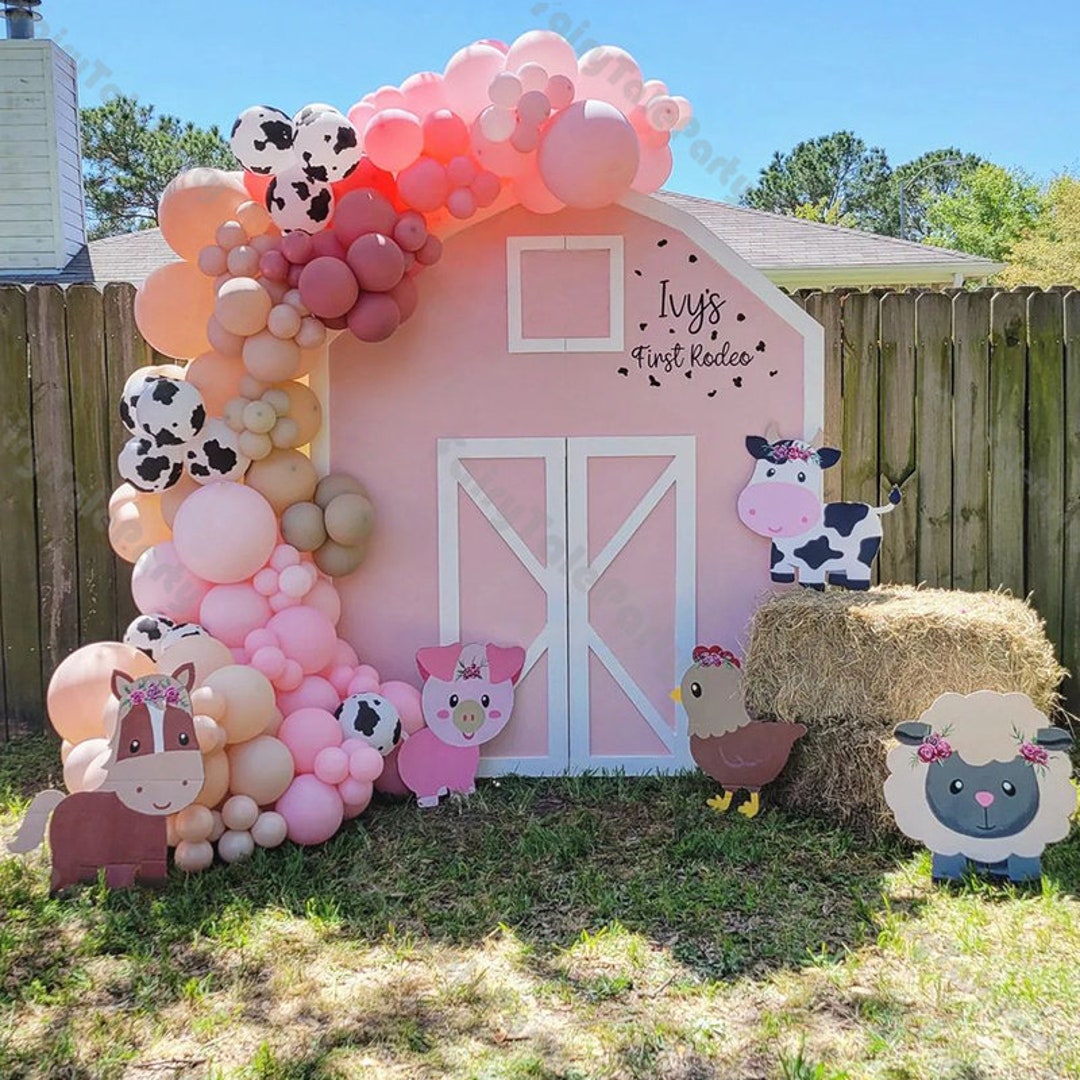 Farm Theme Birthday Balloon Garland Kit Peach Pink Natural Sand White ...