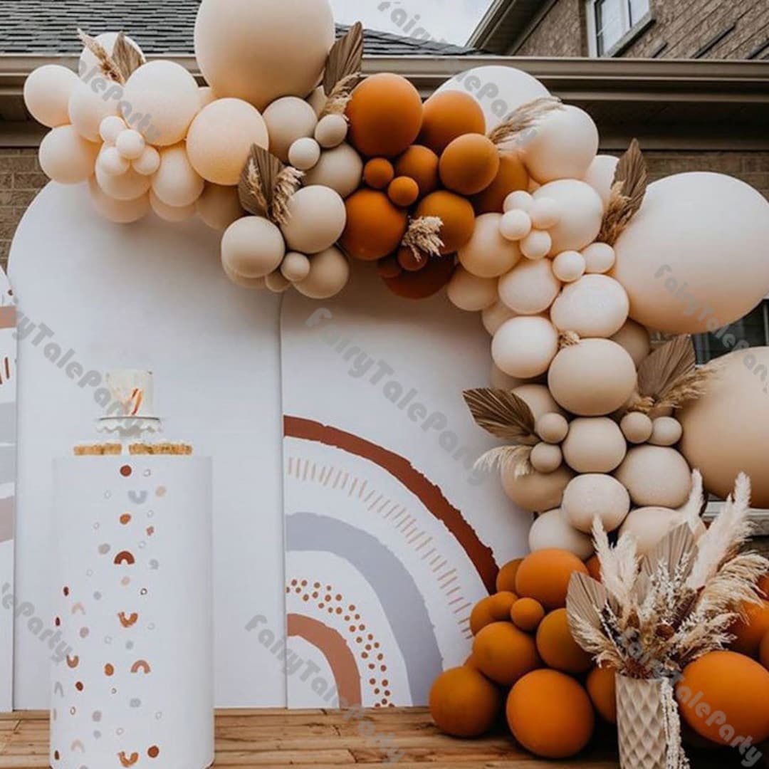 6-17ft Doubled Orange Cream Peach and Apricot Balloons Garland Kit Baby ...
