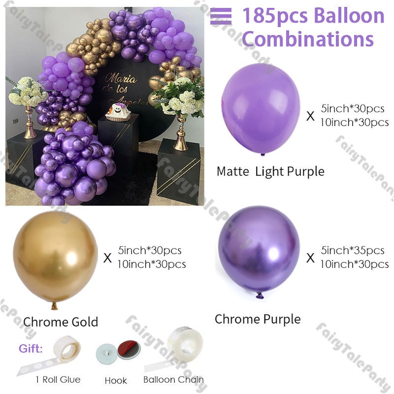 185pcs Purple Balloon Arch Kit Bridal Shower Bow of Ballon - Etsy