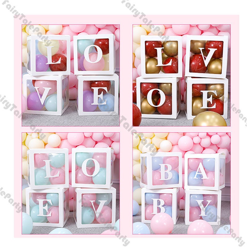 Alphabet Transparent White Pink Box Packing Name Balloon DIY | Etsy
