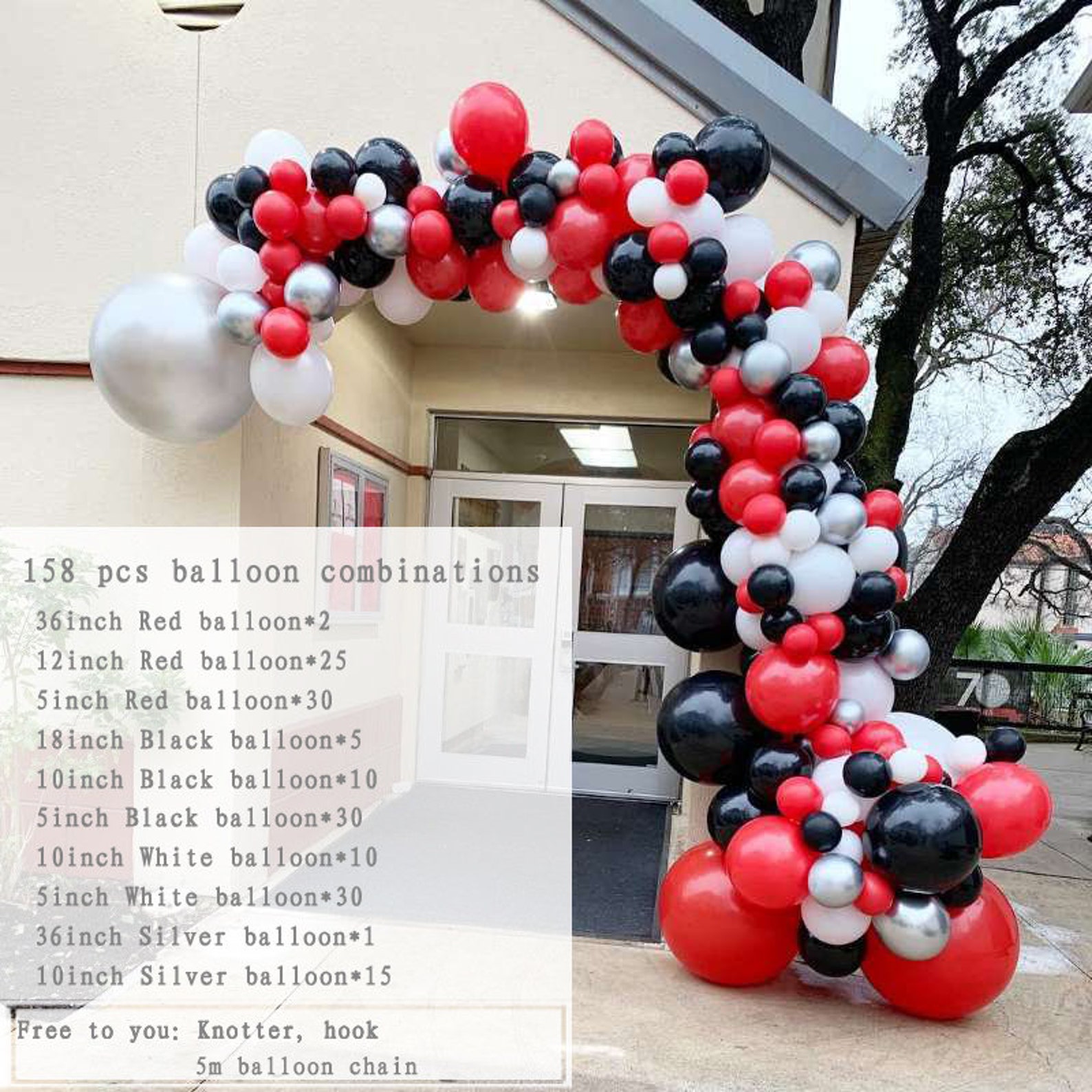 158pcs Colorful Balloon Arch Kit Red Black White Balloons - Etsy