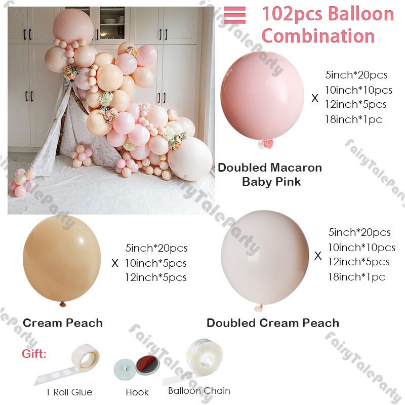 102pcs Balloons Garland Doubled Cream Light Pink White Balloon - Etsy