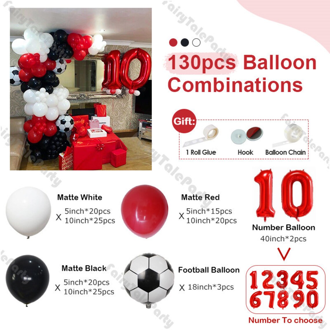 128/130pcs Football Birthday Balloon Arch Kit Red Number - Etsy