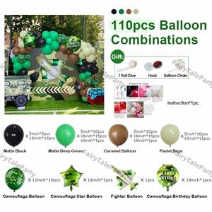 110pcs Military Camo Balloons Garland Kit Army Soldier Balloon Arch ...