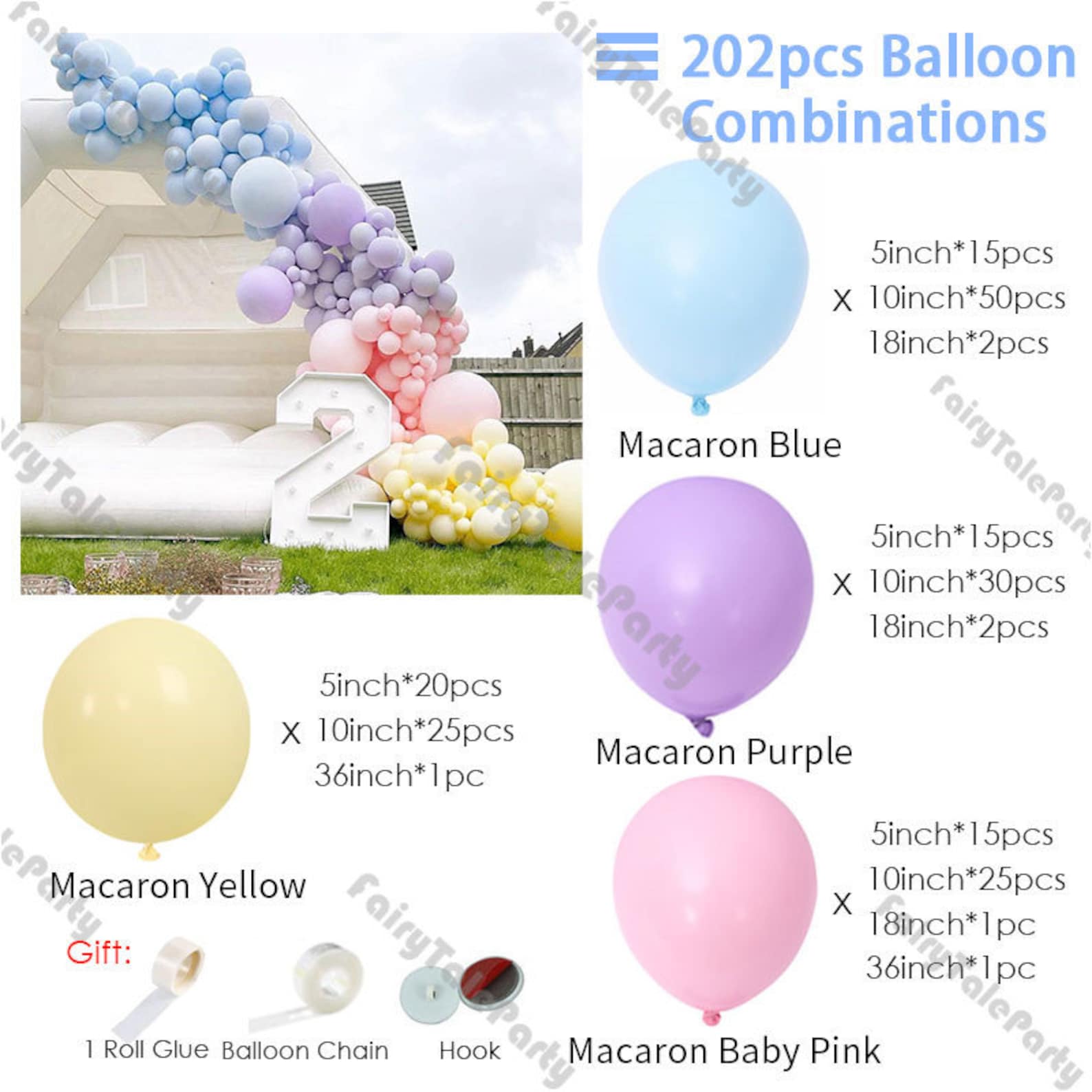 202pcs Rainbow Balloons Arch Kit Pastel Macaroon Balloon - Etsy