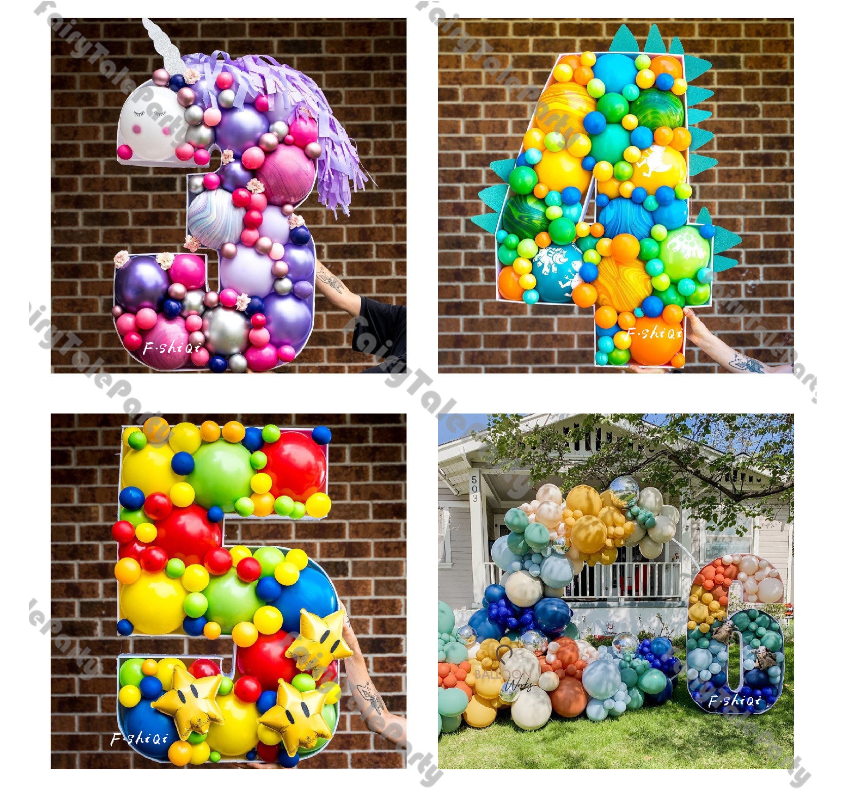 PRE-CUT Mosaic Number Balloon Frame 0-9 Foam Board Balloons | Etsy