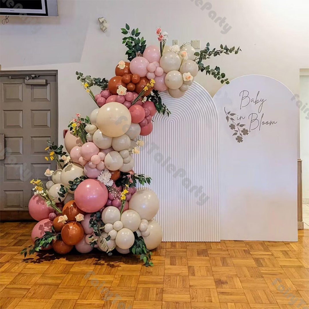 122pcs Dusk Pink and Sand White Balloons Garland Arch Kit for Valentine's Day Bride Wedding Baby ...