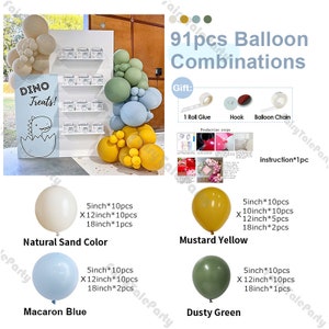 91pcs Rustic Neutral Balloon Arch Kit Dusty Green Yellow Blue Sand ...