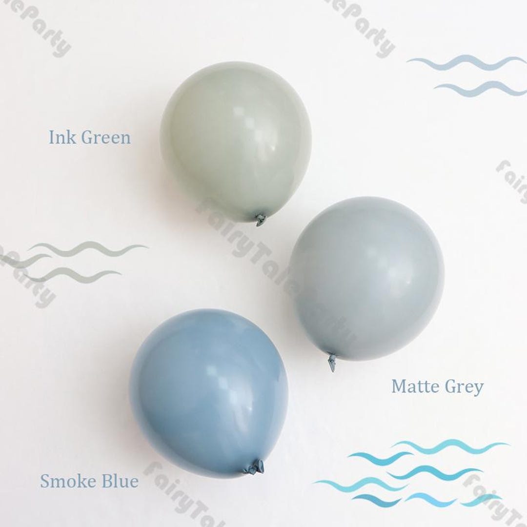 Matte Grey and Smoke Blue Balloon Kit | DIY Birthday Balloons | 4-16ft ...